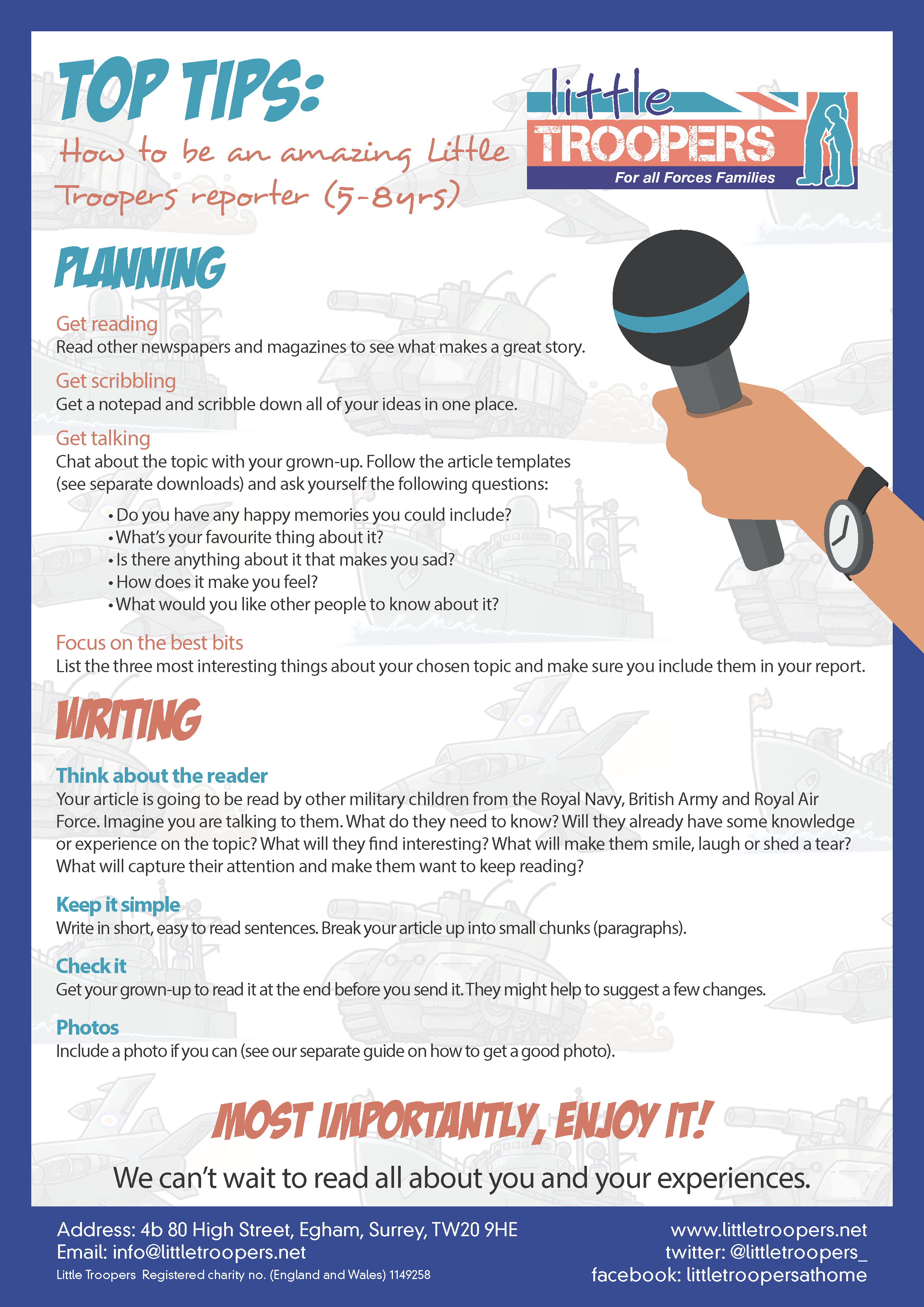 Top Tips 5-8yrs - HELP SHEET - Little Troopers