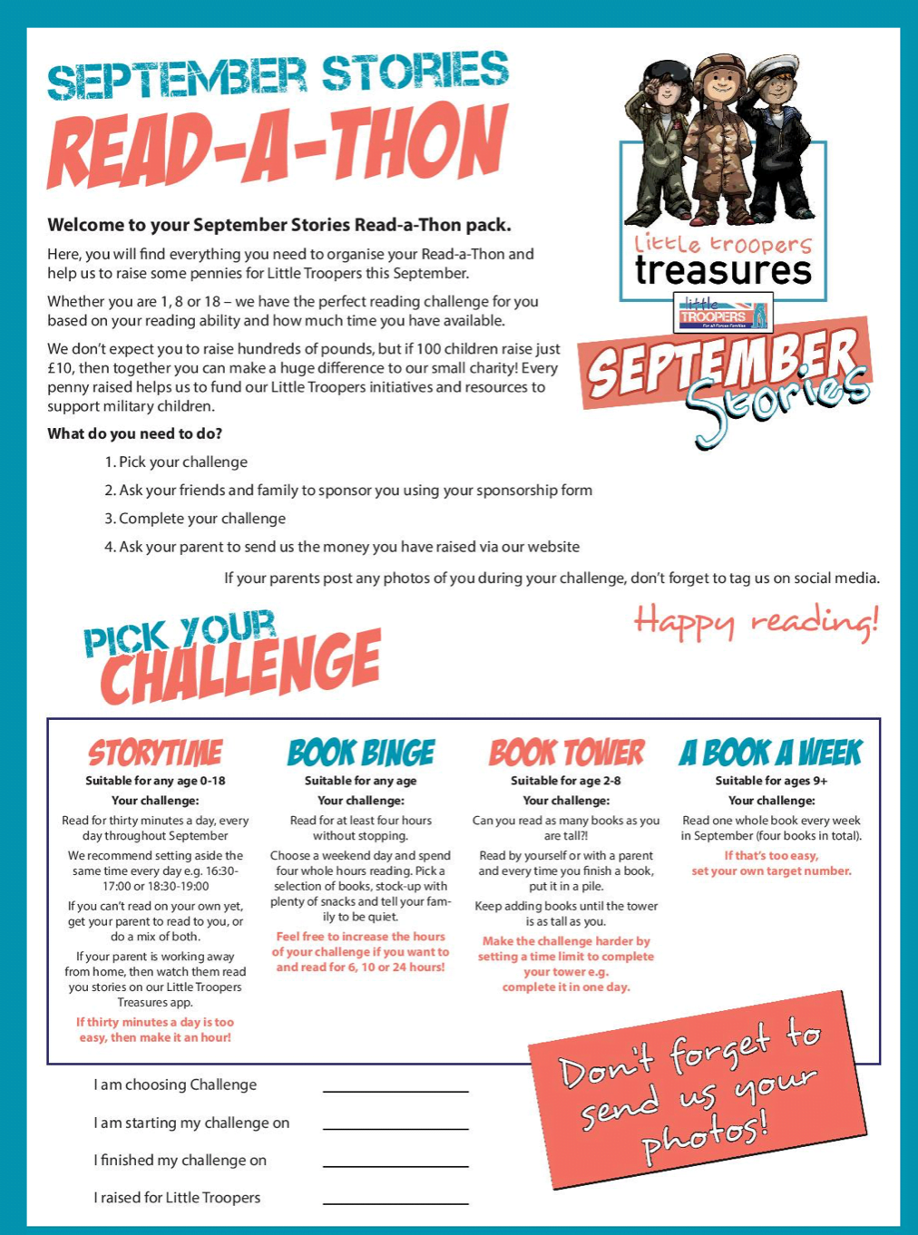 September stories competition and read-a-thon challenge - Little Troopers