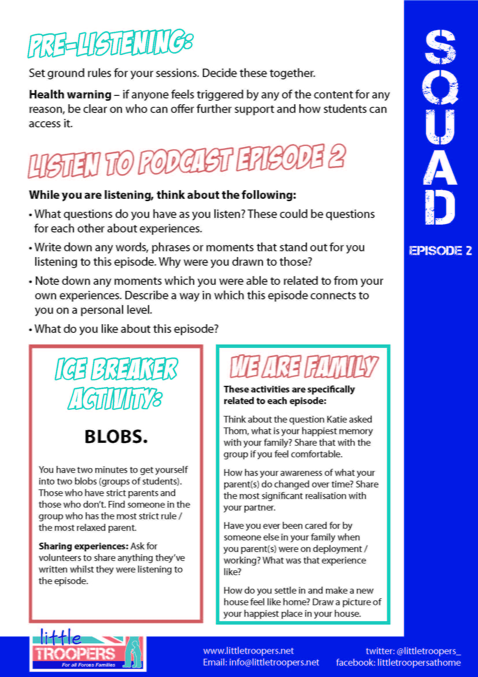 SQUAD Episode 2 Activity Sheet - Little Troopers