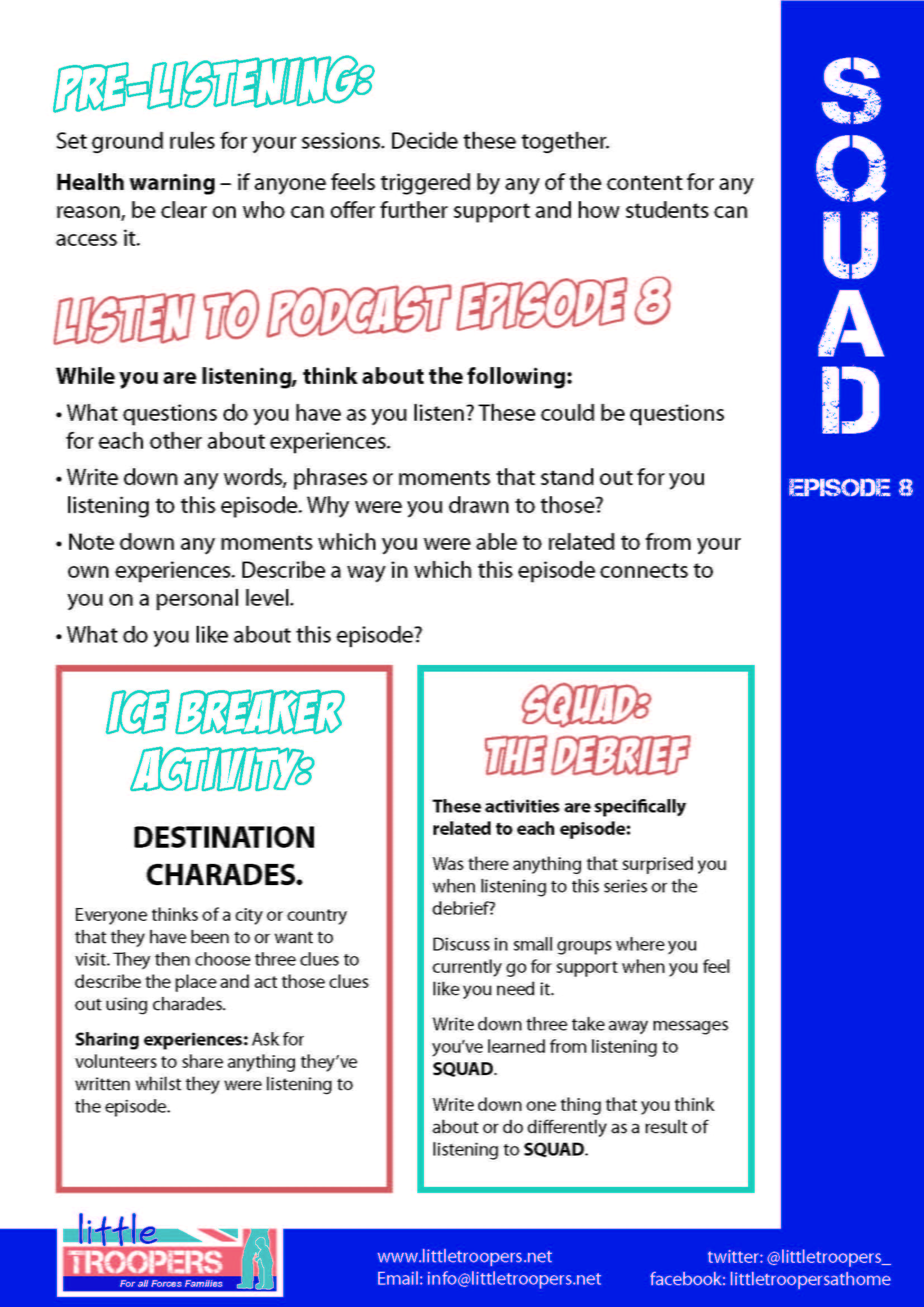 SQUAD Episode 8 Activity Sheet - Little Troopers