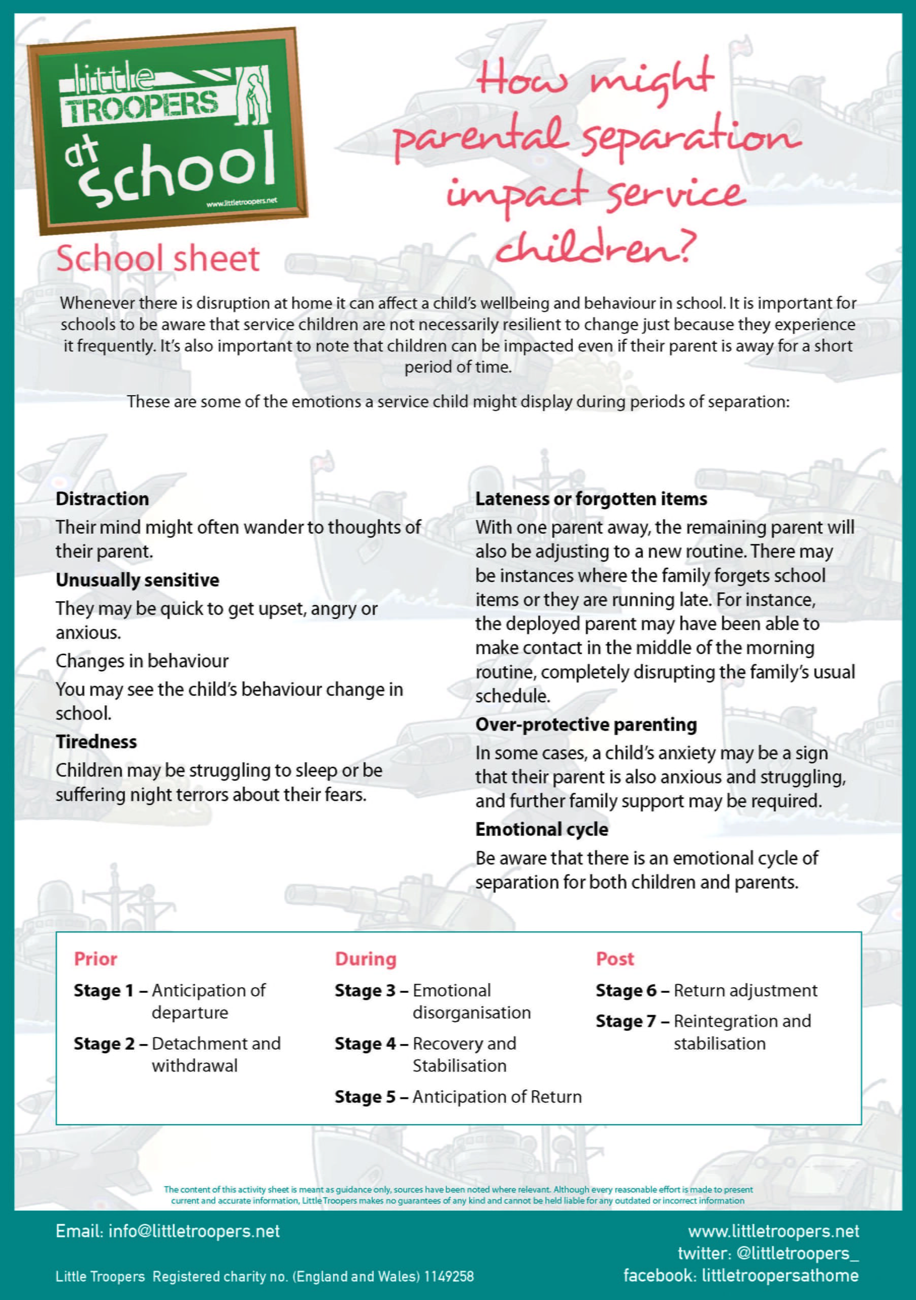 School Info Sheet - Separation impact - Little Troopers