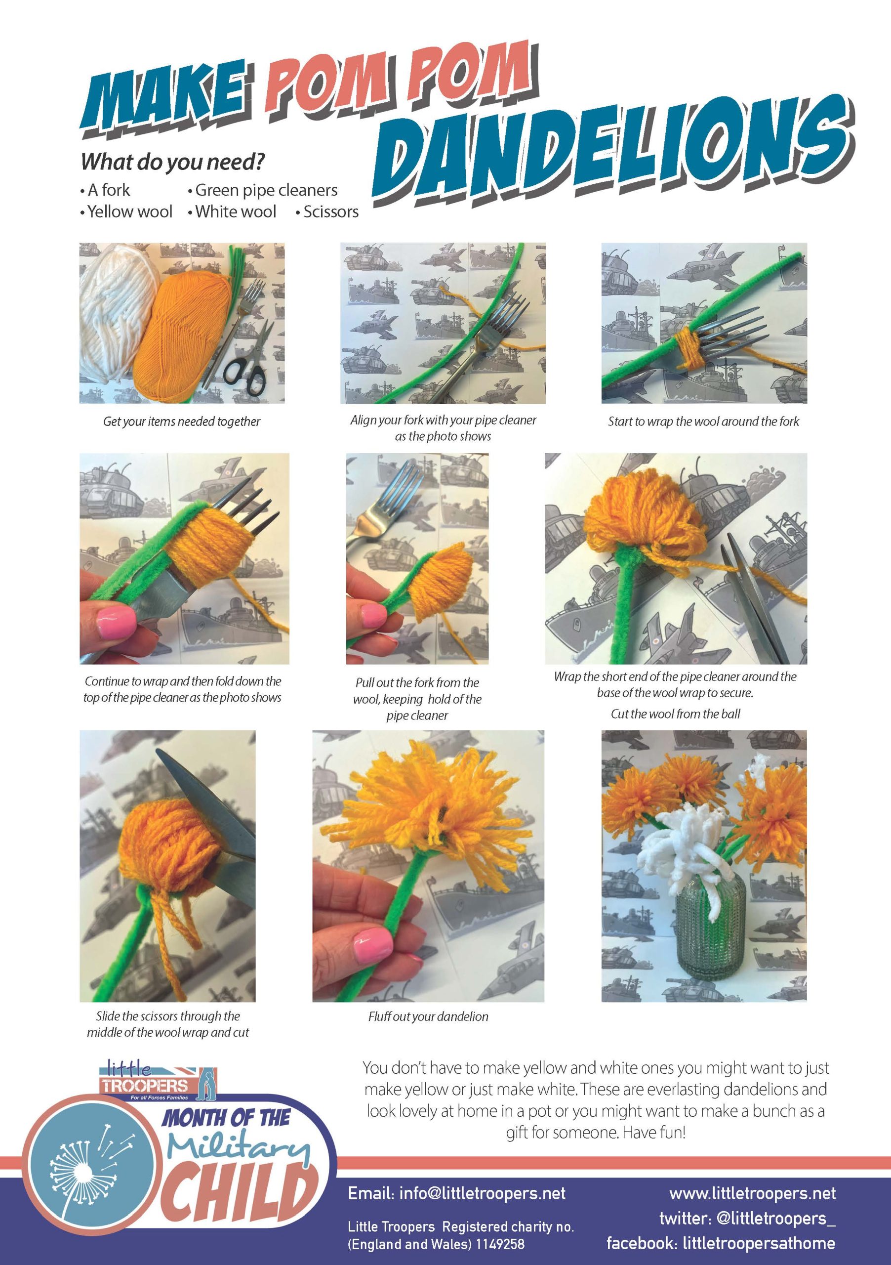 MOTMC At Home Pom Pom Dandelion Craft - Little Troopers