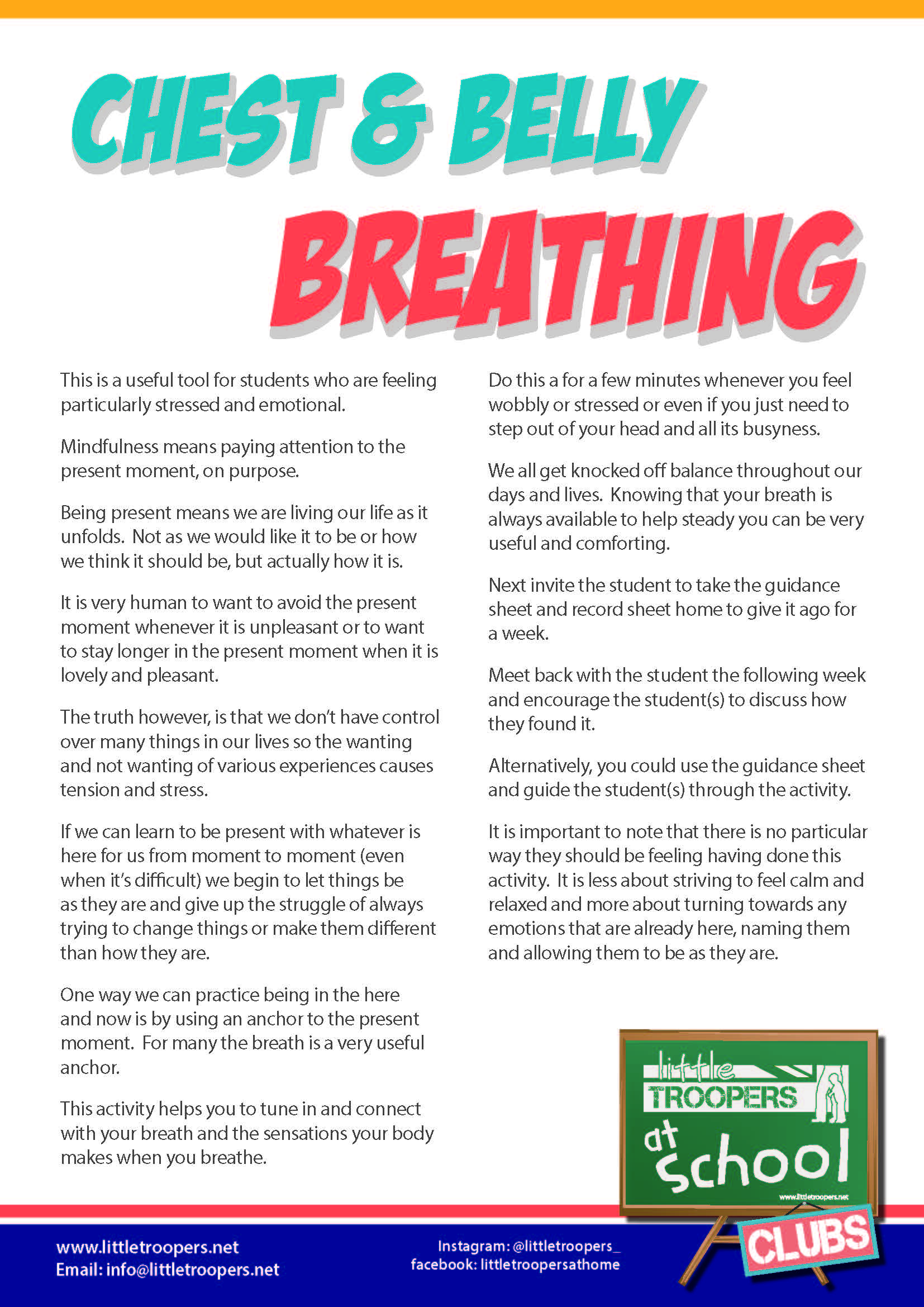 Chest & Belly Breathing Session - Little Troopers