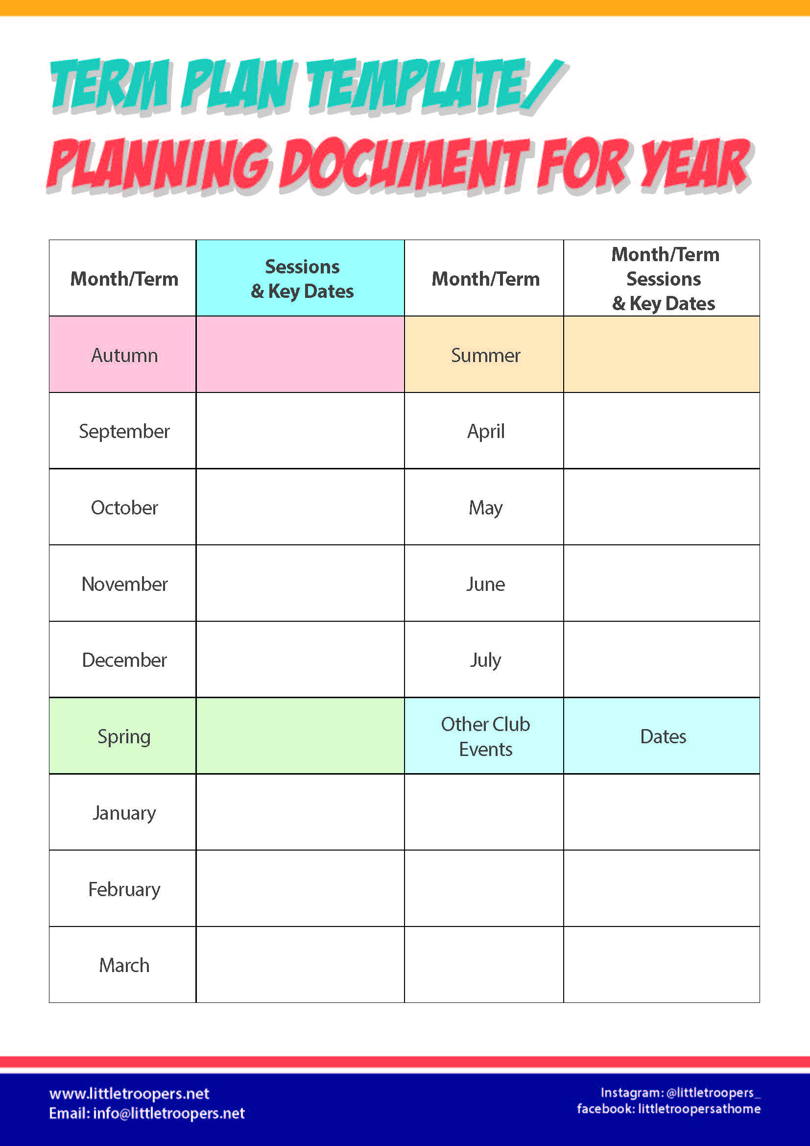 Little Troopers Clubs - Term Plan Template - Little Troopers